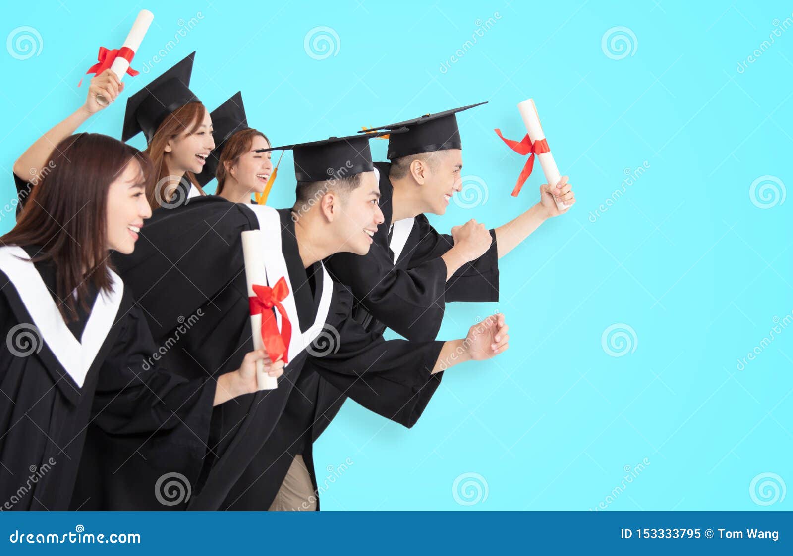 Students Running and Celebrating Graduation Stock Image - Image of ...