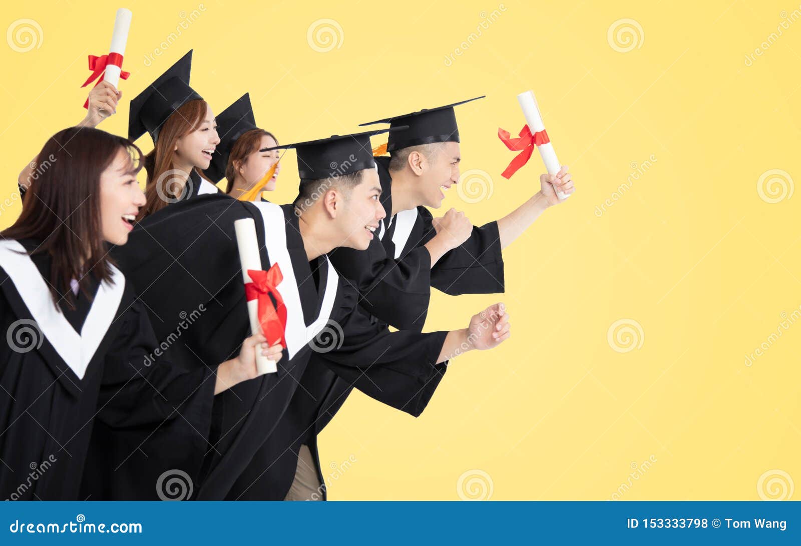 Students Running and Celebrating Graduation Stock Photo - Image of ...