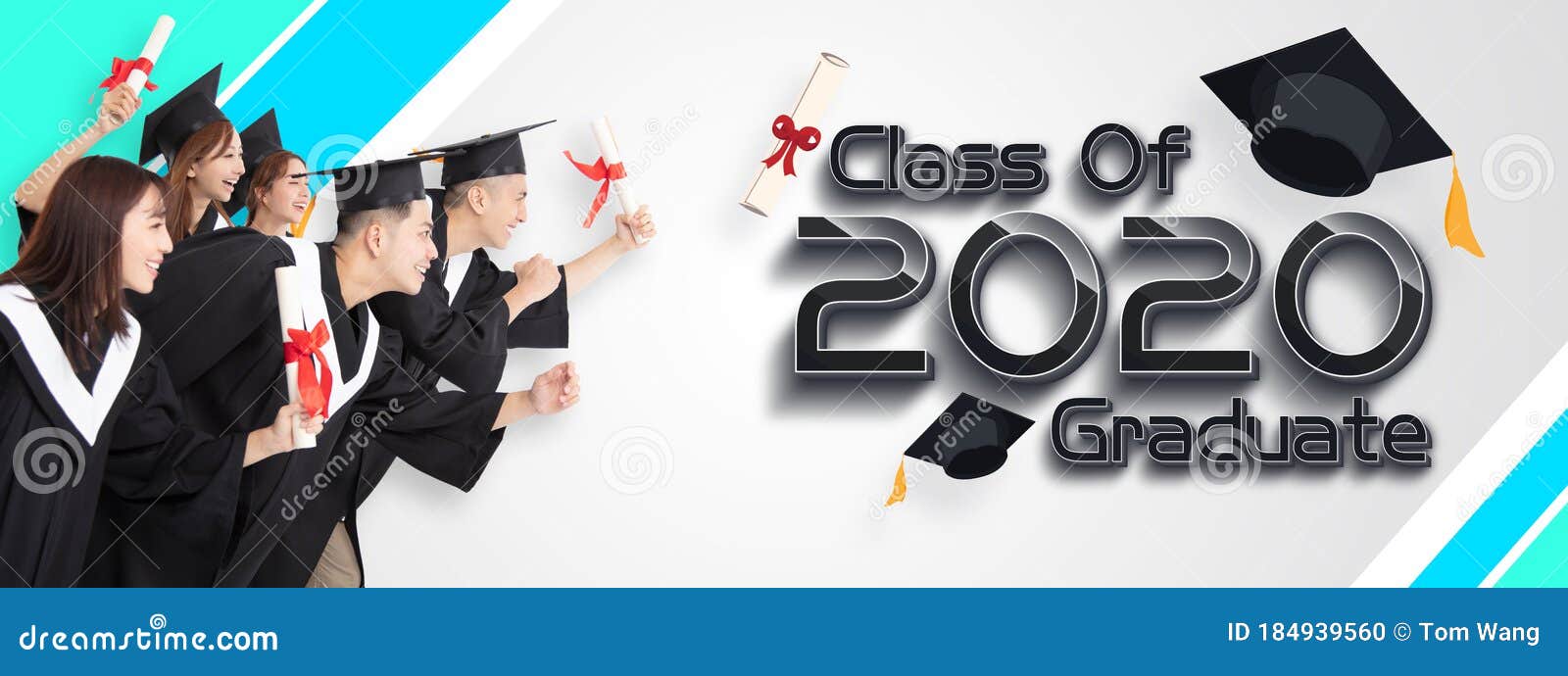 Group of Students Running and Celebrating Graduation 2020 Stock Photo ...