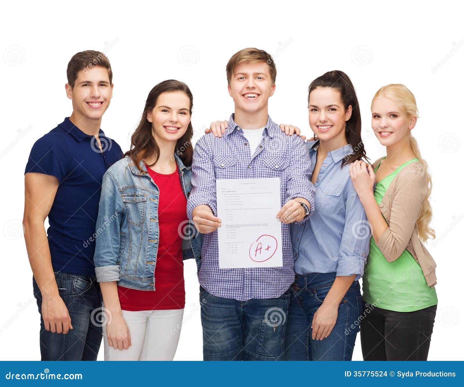 Group of Students Showing Test Result Stock Photo - Image of girls ...
