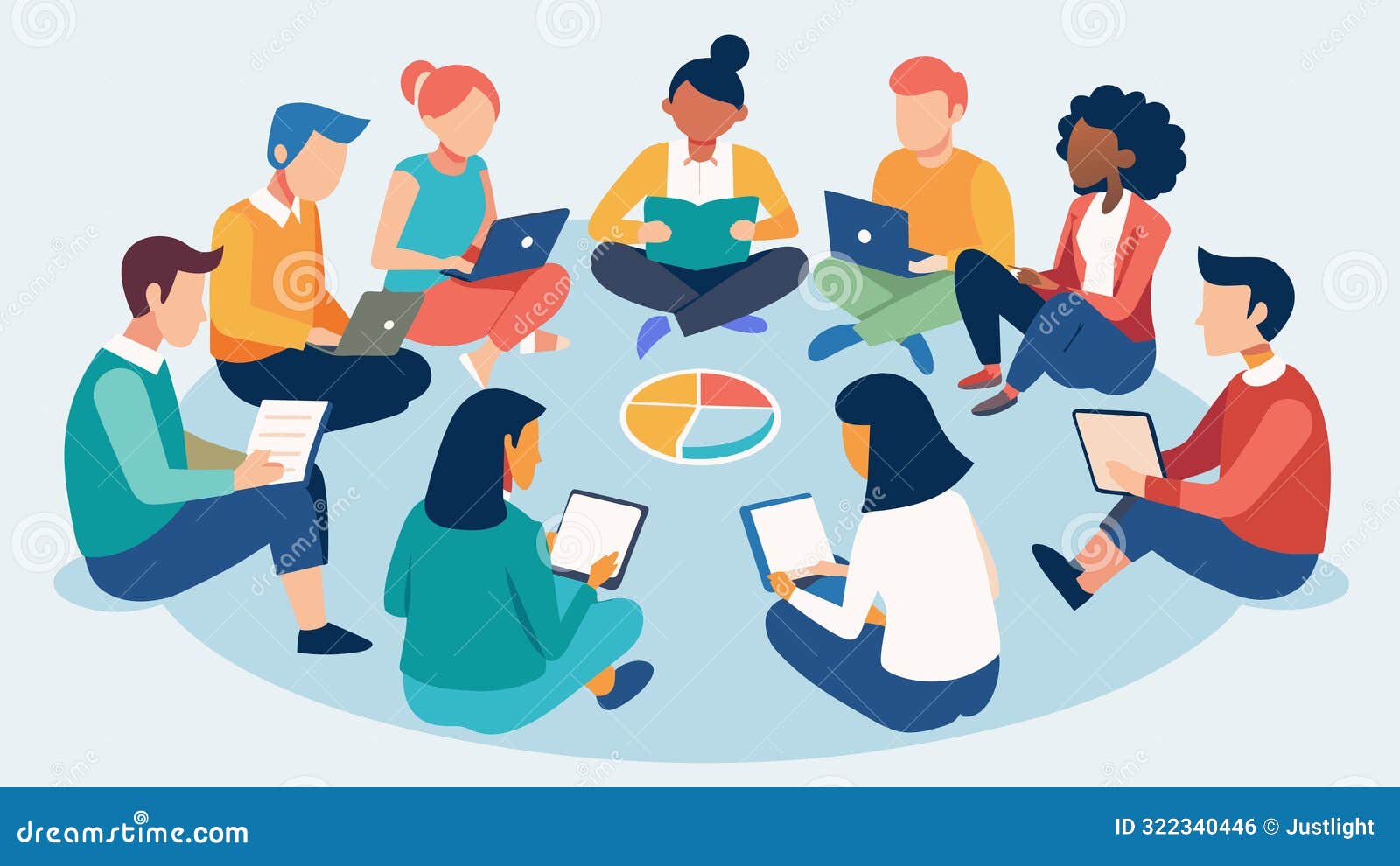 A Group of Students Sit in a Circle Discussing Different Leadership ...