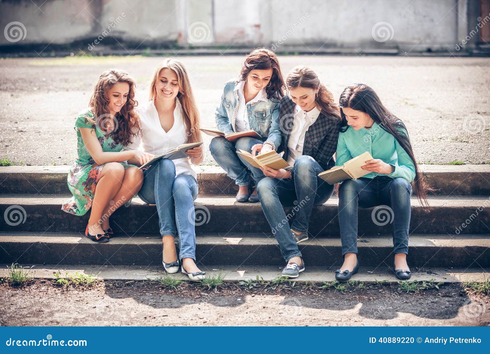 Group of Students Sitting with a Books Stock Photo - Image of campus ...