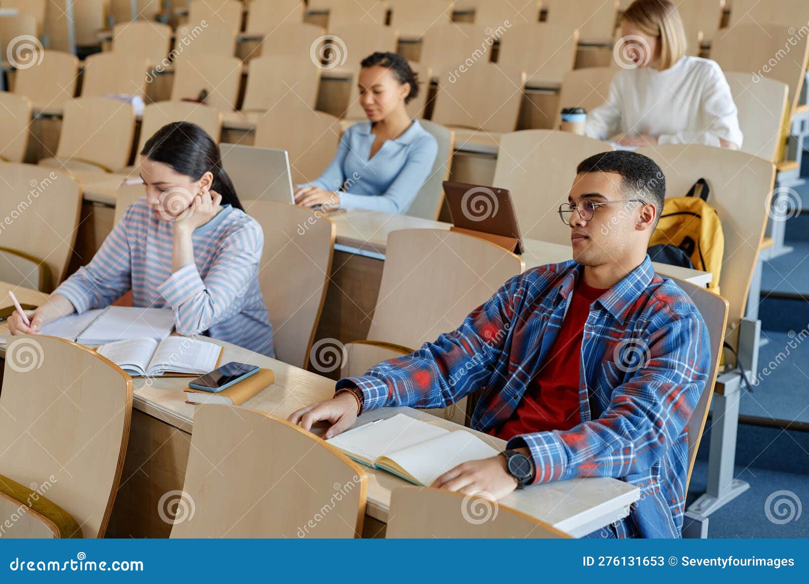 Group of Students Studying at University Stock Image - Image of girl ...