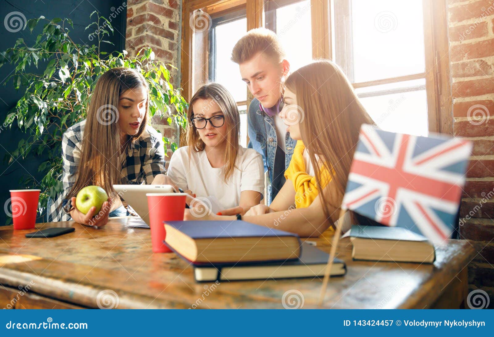 Classmates Discussing Something Stock Image - Image of social, friends ...
