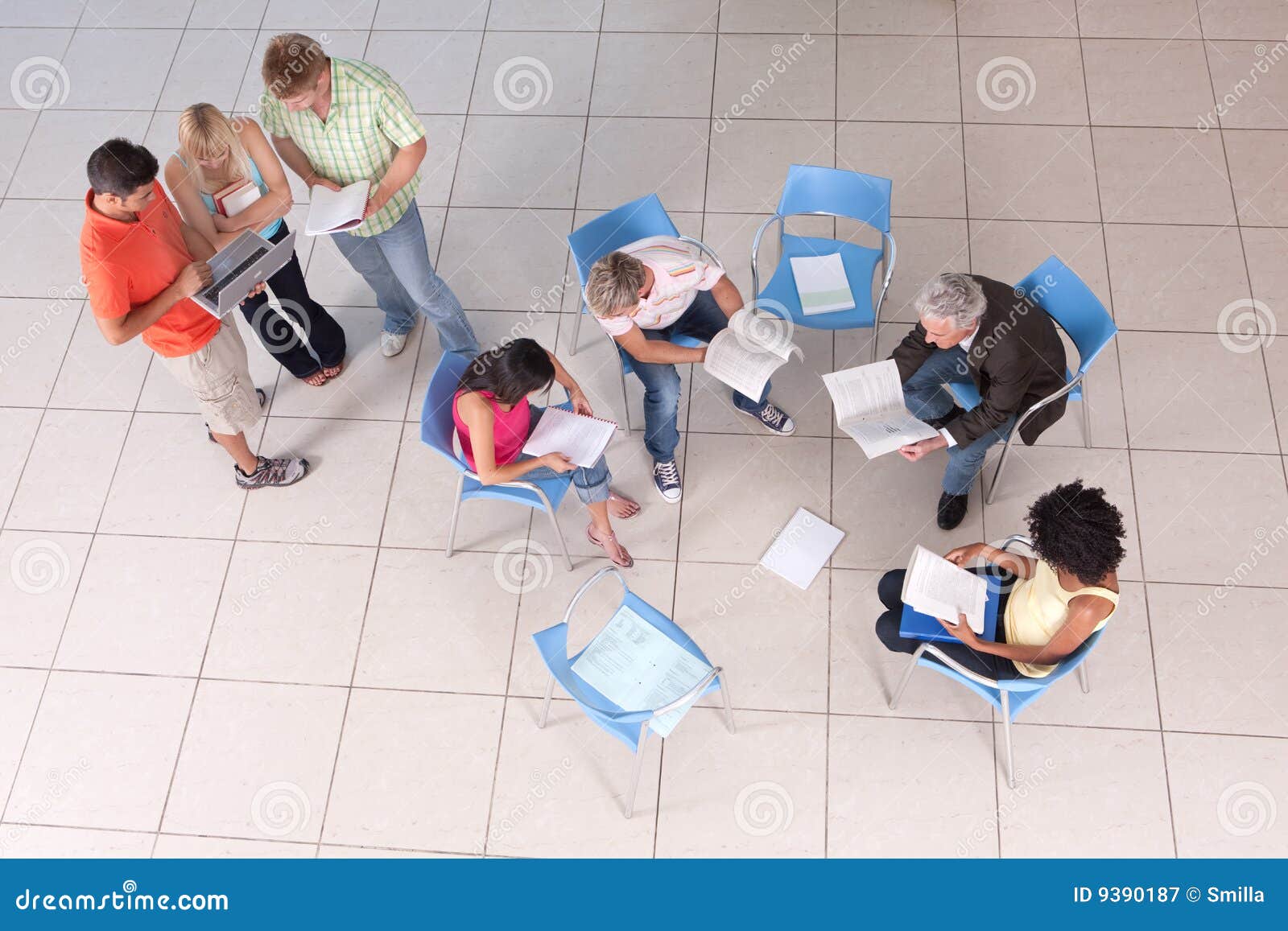 Group of Students Sitting Down with Lecturer Stock Image - Image of ...