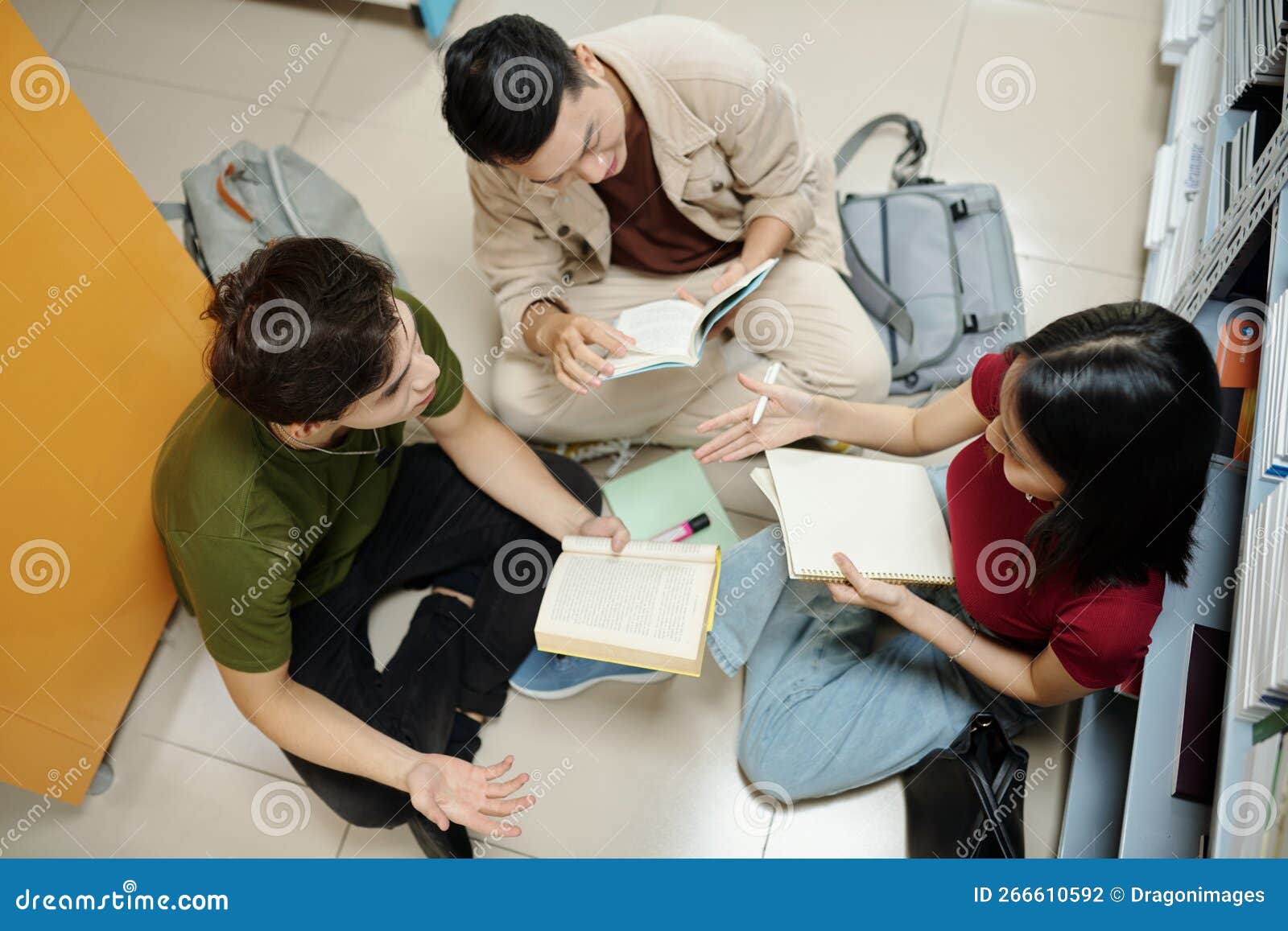 Students Discussing Project Stock Photo - Image of library, smiling ...