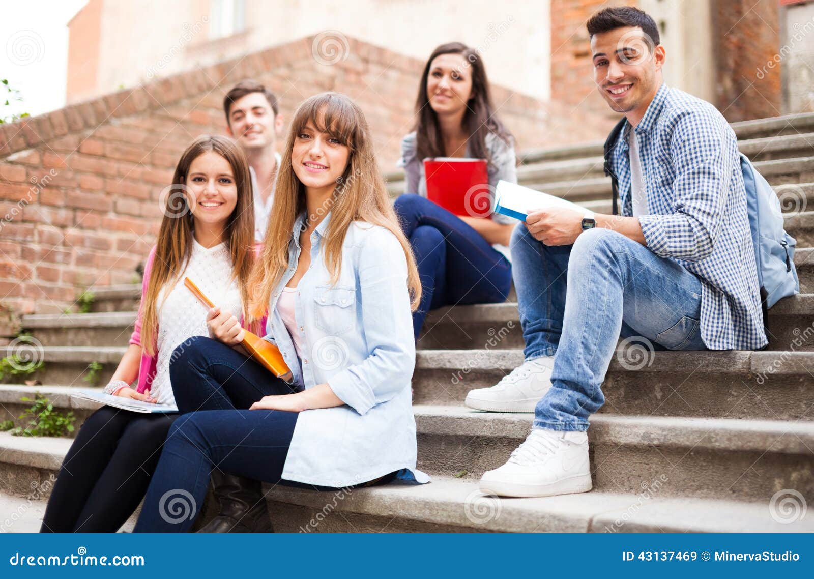 Group of Students Sitting Outdoors Stock Image - Image of education ...