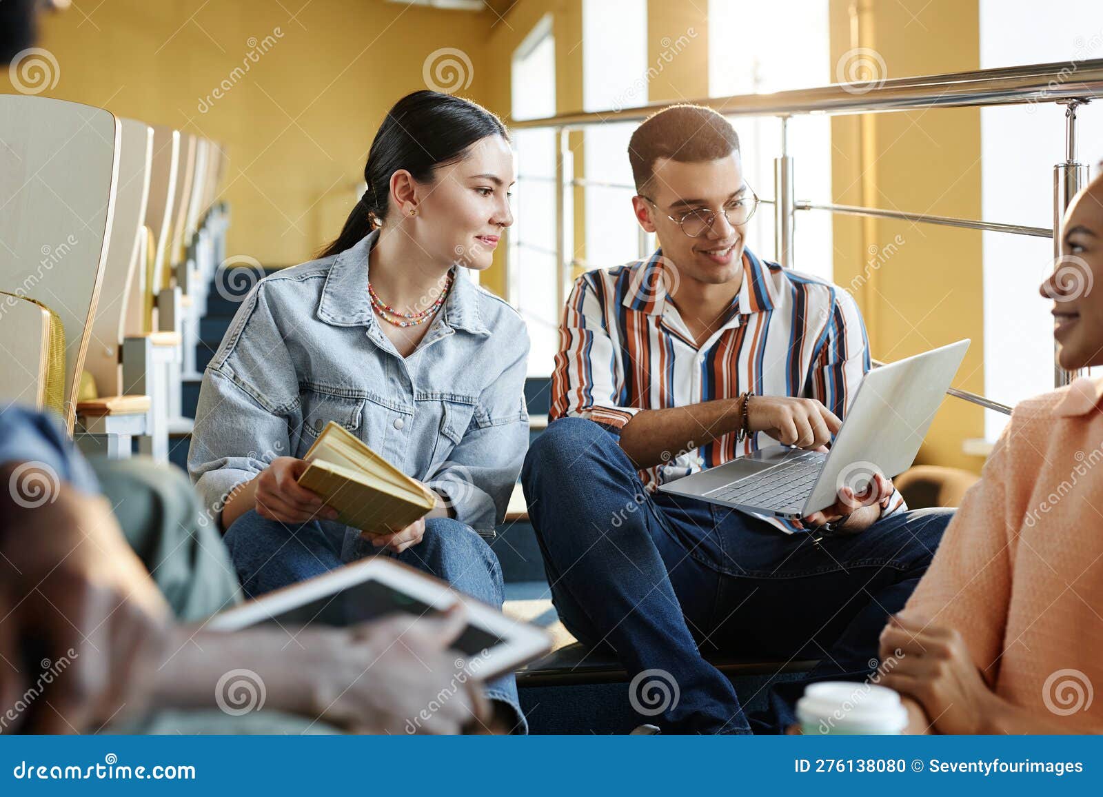 Students Using Laptop during Break Stock Photo - Image of student, book ...