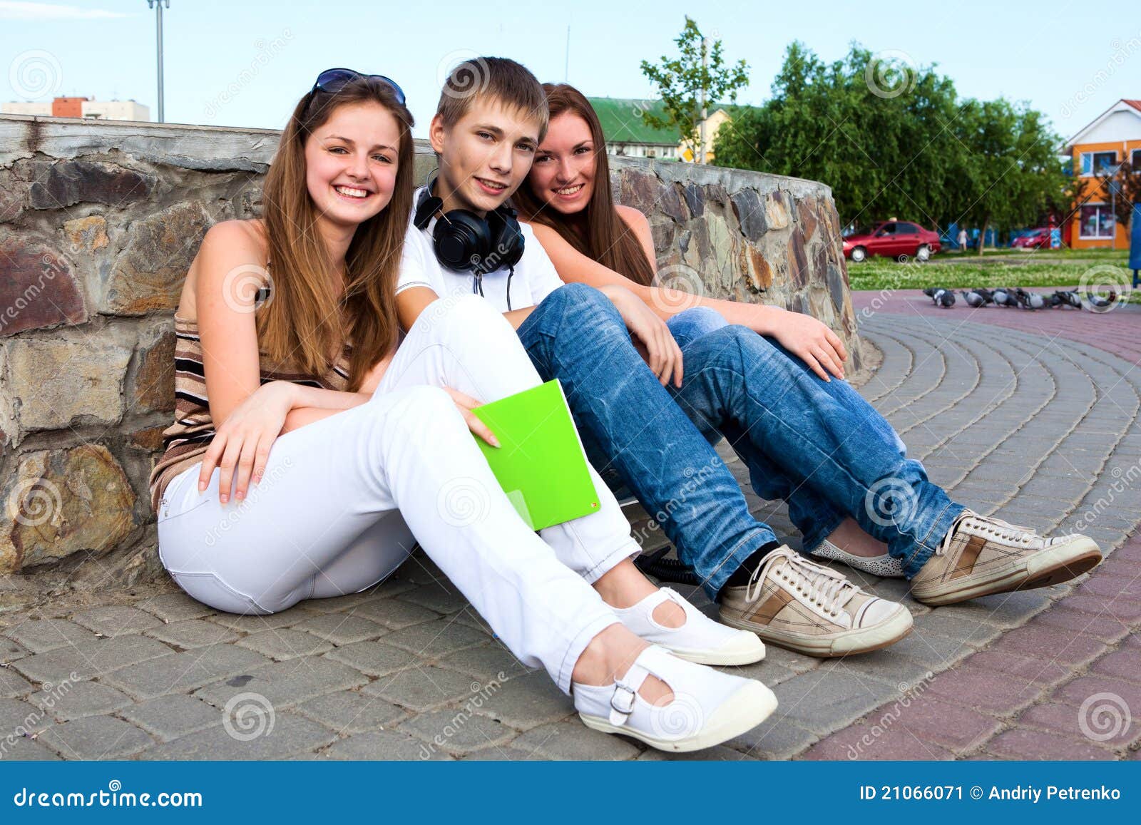 Group of Students Sitting on Street Stock Image - Image of fashion ...