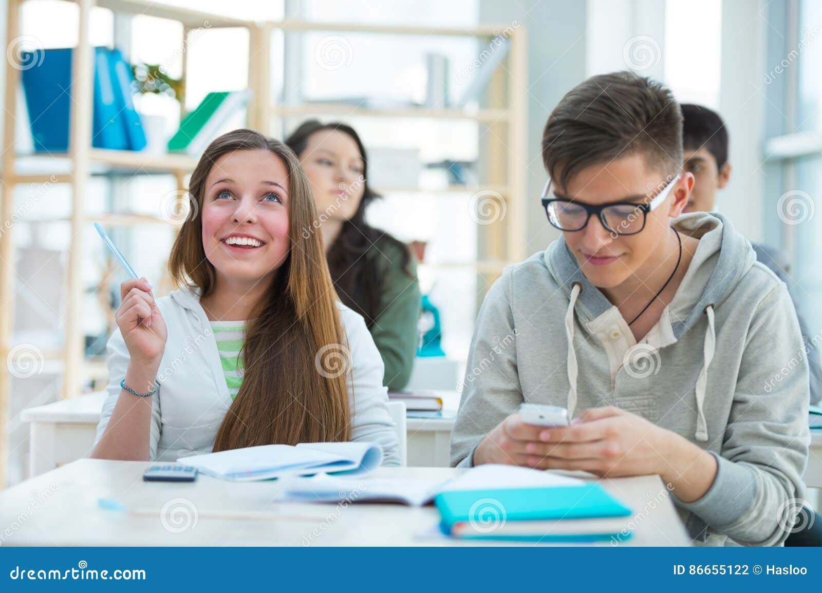 Group of Students Sitting Together in Classroom Stock Photo - Image of ...