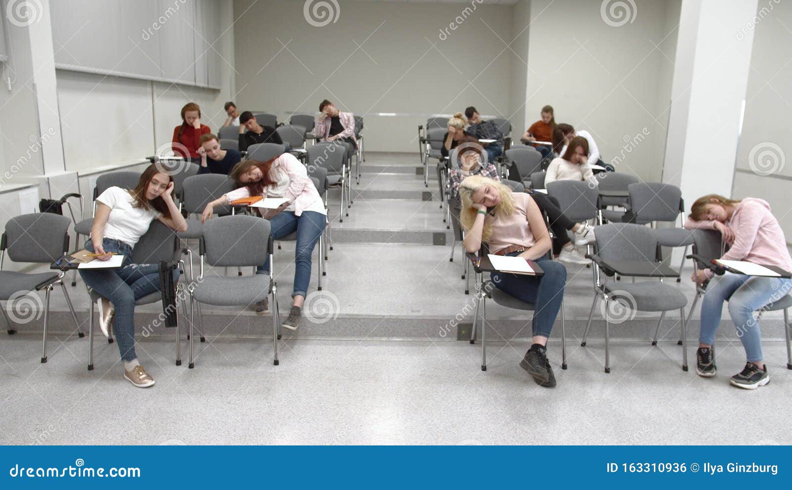 Students Sleep in Chairs in Classroom of University. Stock Footage ...