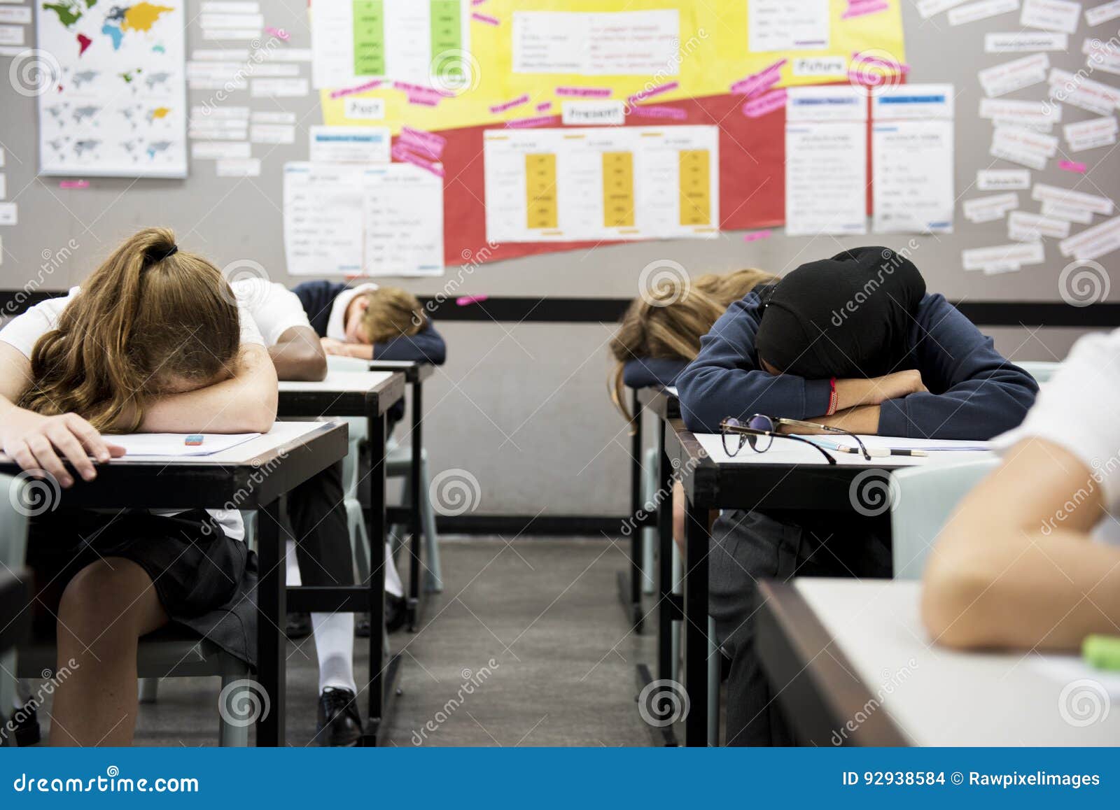 Group of Students Sleeping in the Classroom Stock Photo - Image of ...
