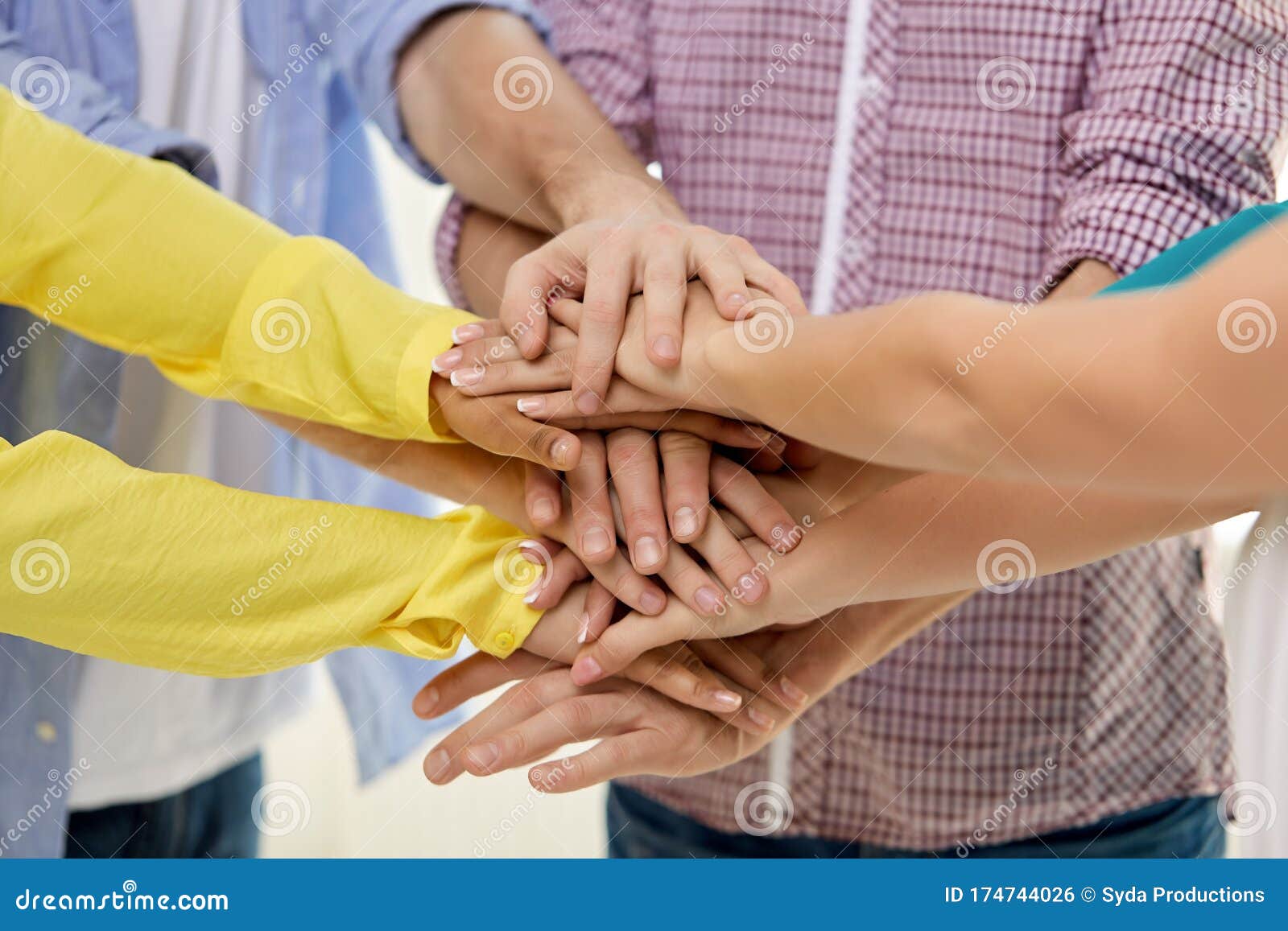 Group of Students Stacking Hands Stock Photo - Image of break, success ...