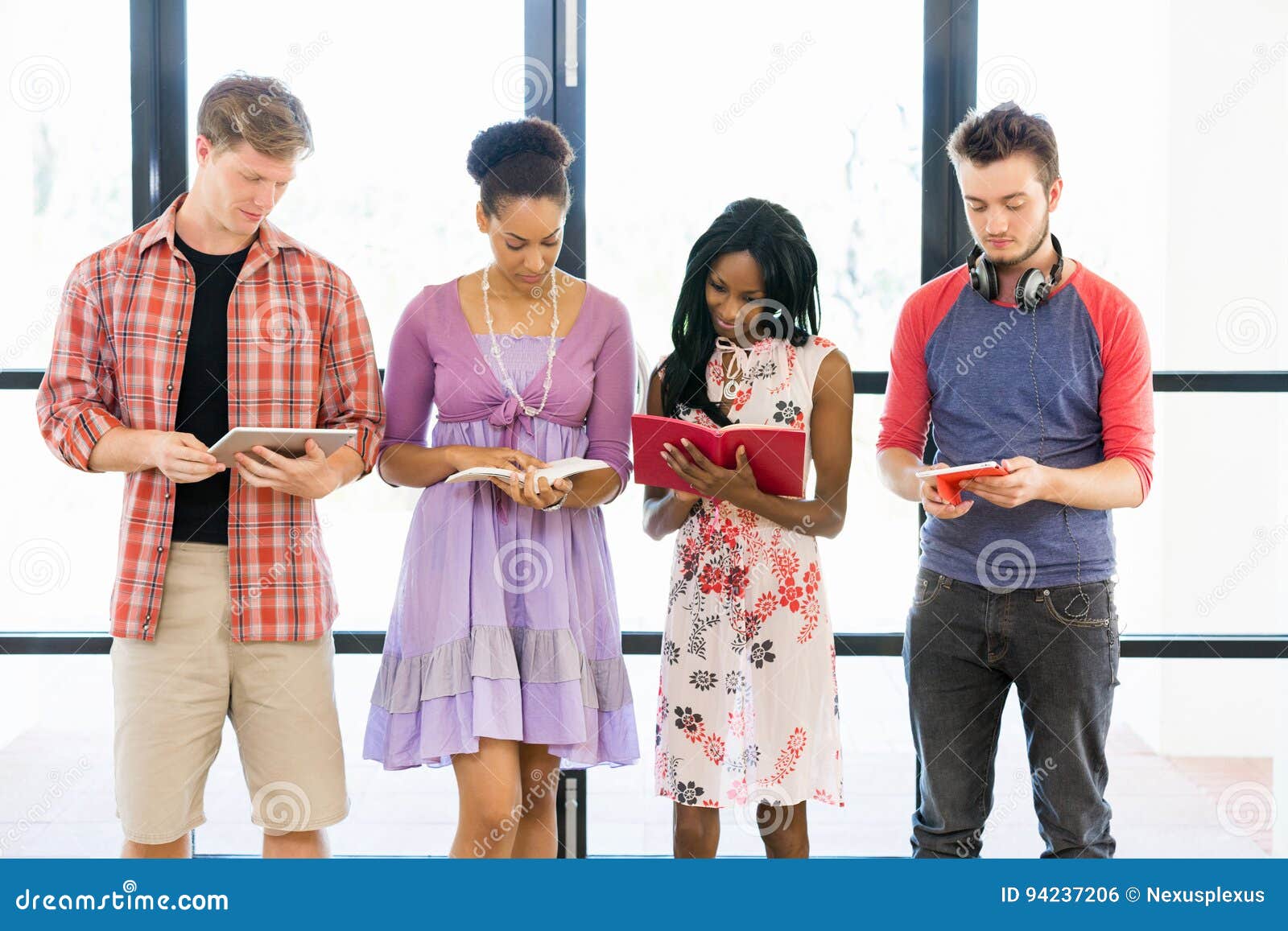 Group of Students Standing with Books Stock Photo - Image of learning ...