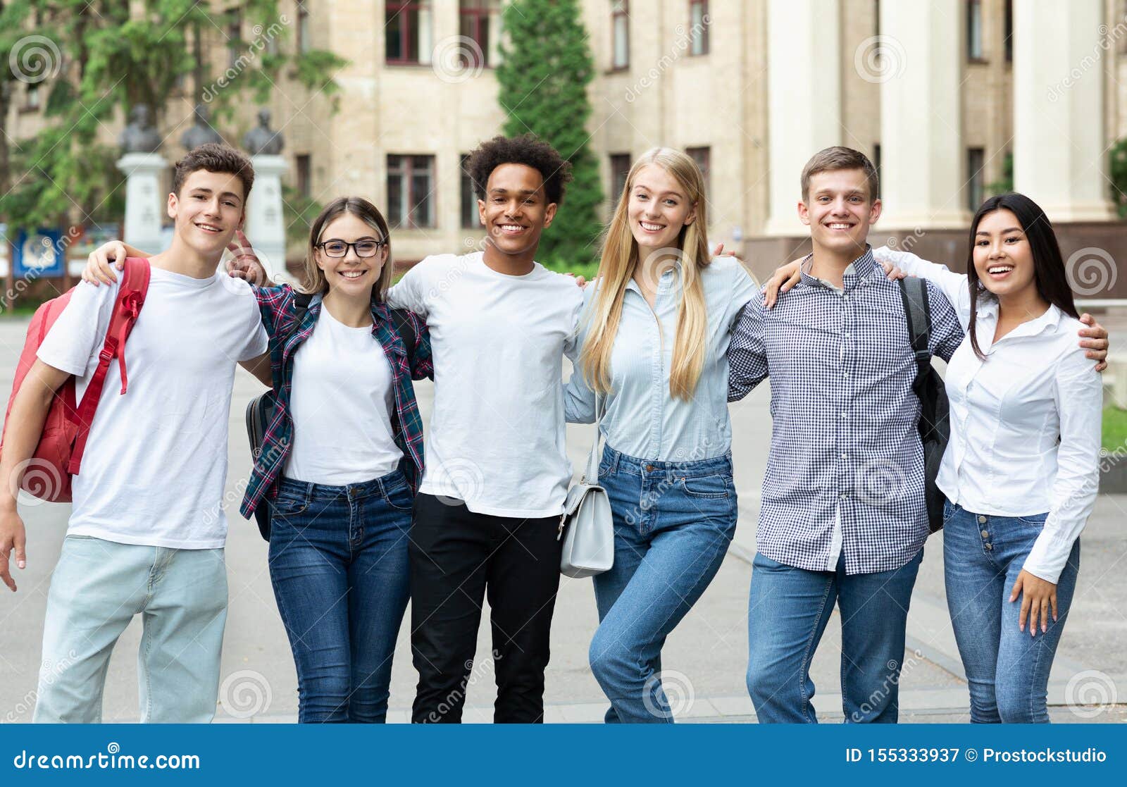 Group of Students Standing in Front of University Stock Image - Image ...