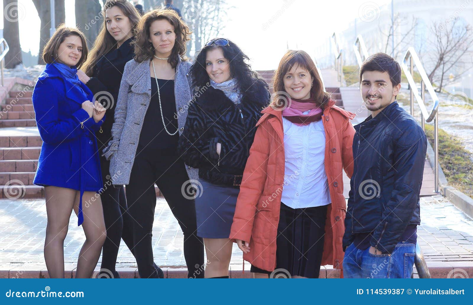 Group of Students Standing on the Street Stock Image - Image of ...