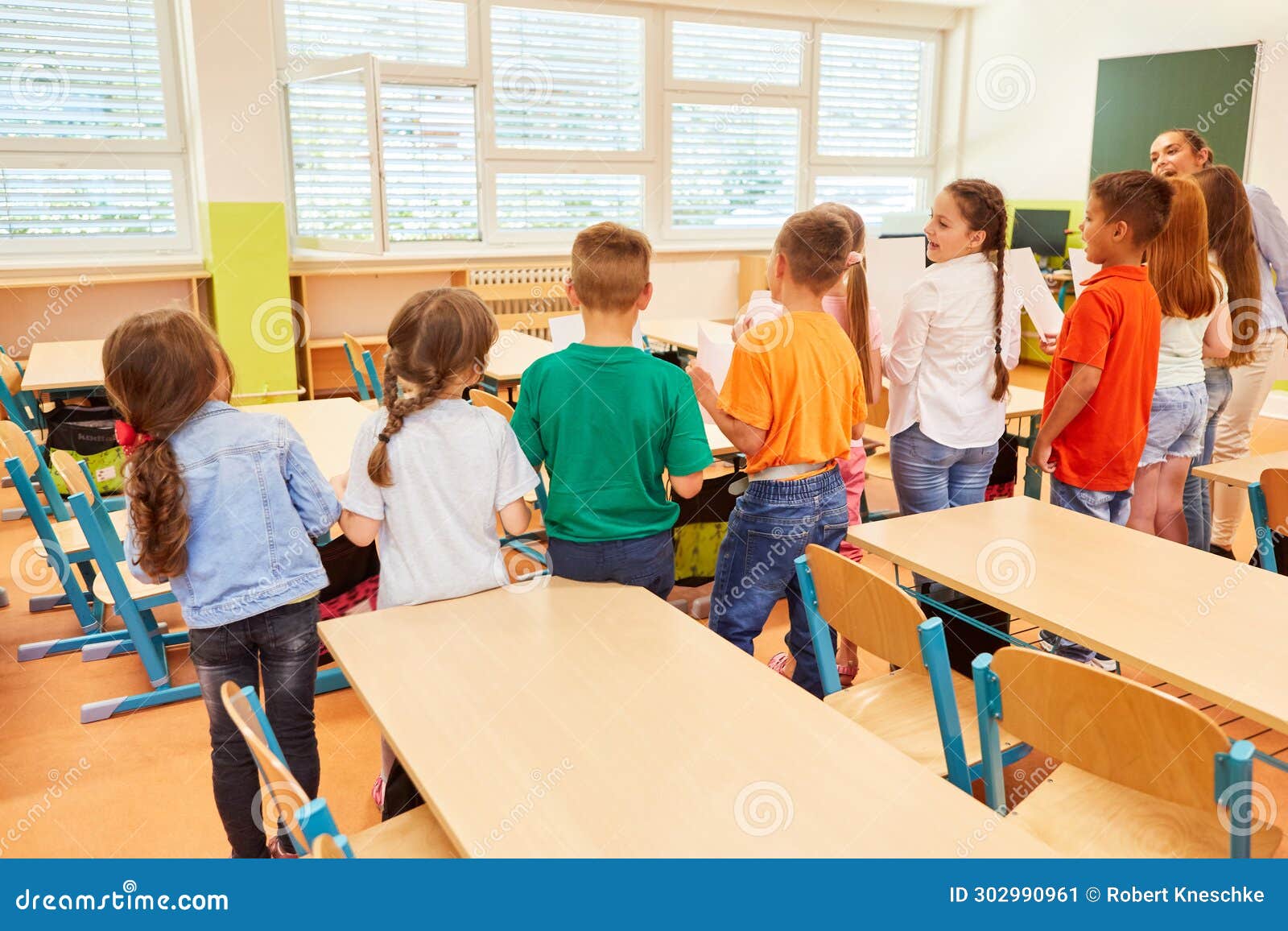 Group of Students Standing Together in Class Stock Image - Image of ...