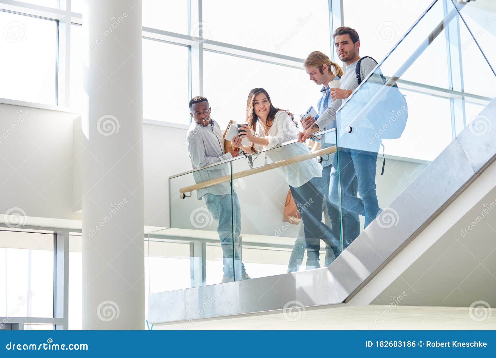 Group of Students in the University Building Stock Photo - Image of ...