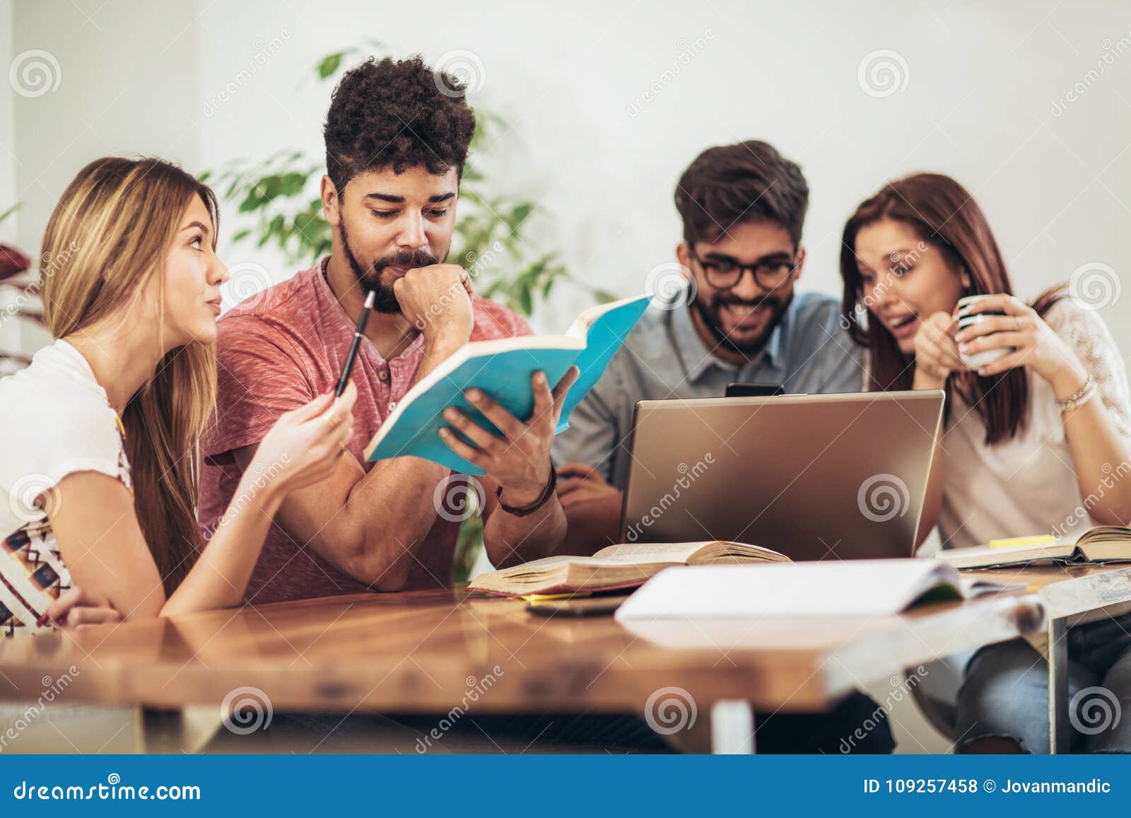 Group of Students Study at Home. Stock Photo - Image of international ...