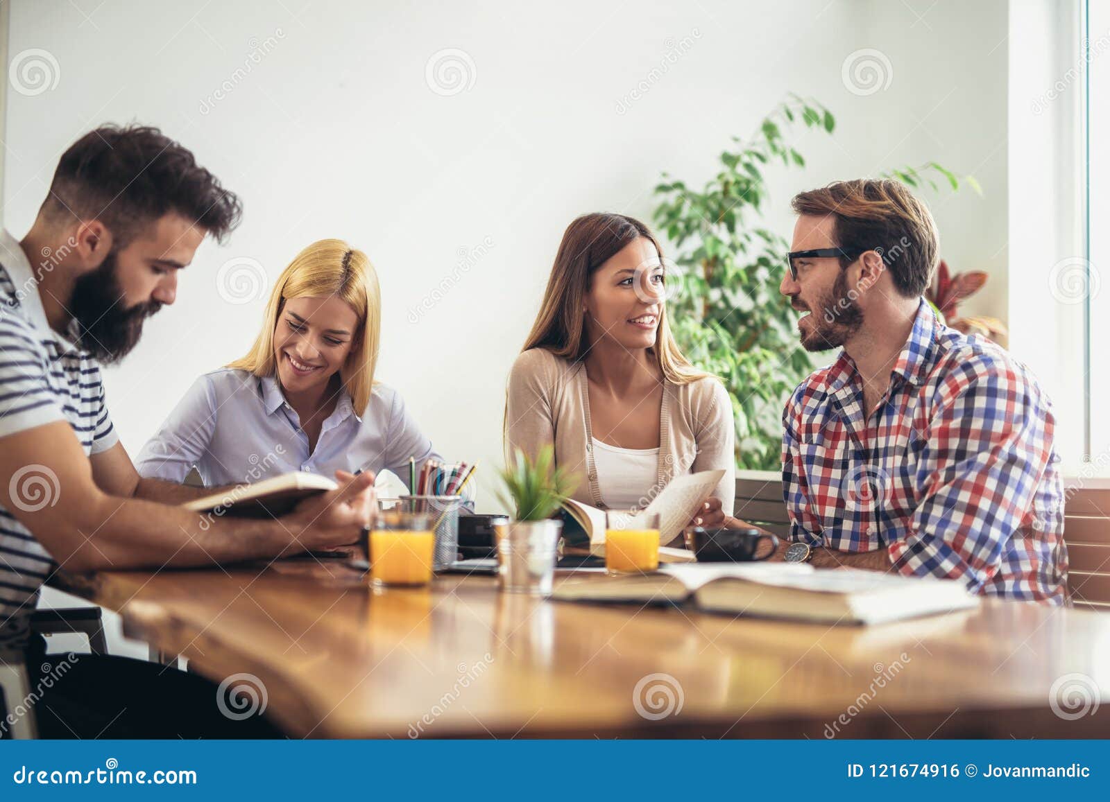 Group of Students Study at Home. Stock Photo - Image of book, beauty ...