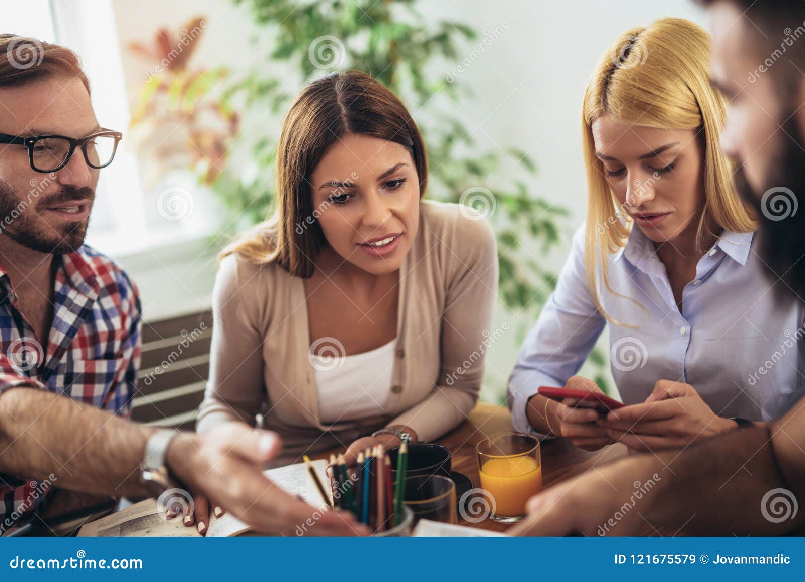 Group of Students Study at Home. Stock Image - Image of friends, exam ...