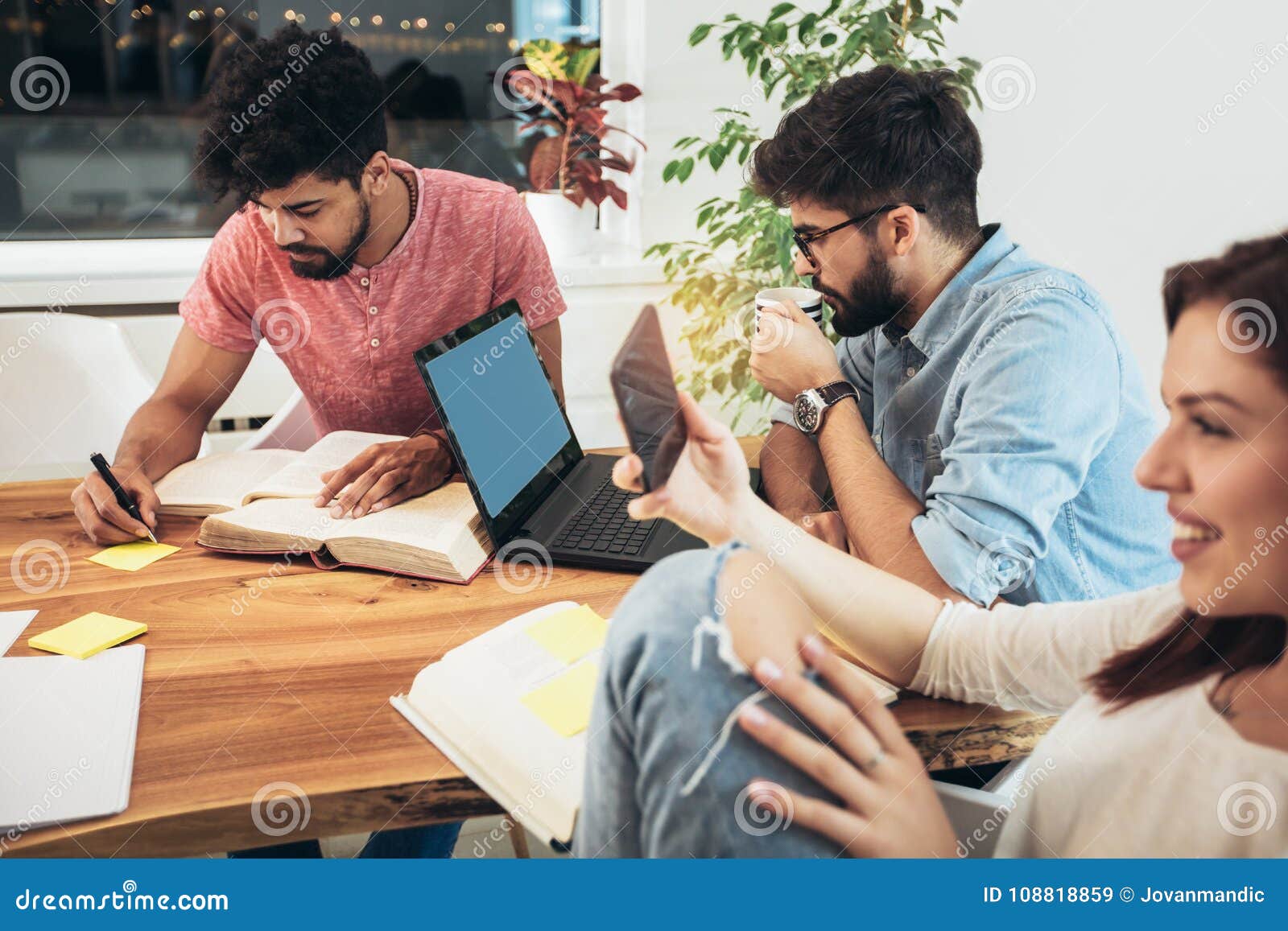 Group of Students Study at Home. Stock Image - Image of girl, multi ...