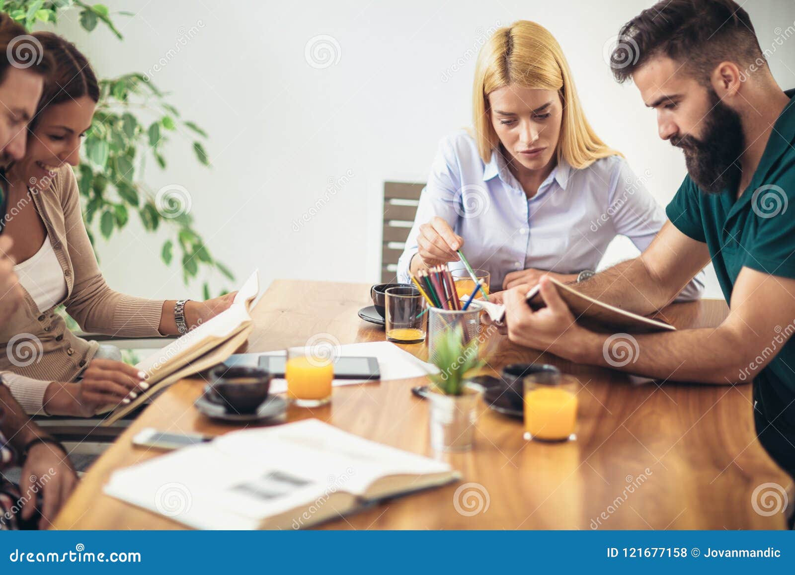 Group of Students Study at Home. Stock Photo - Image of girl, pretty ...