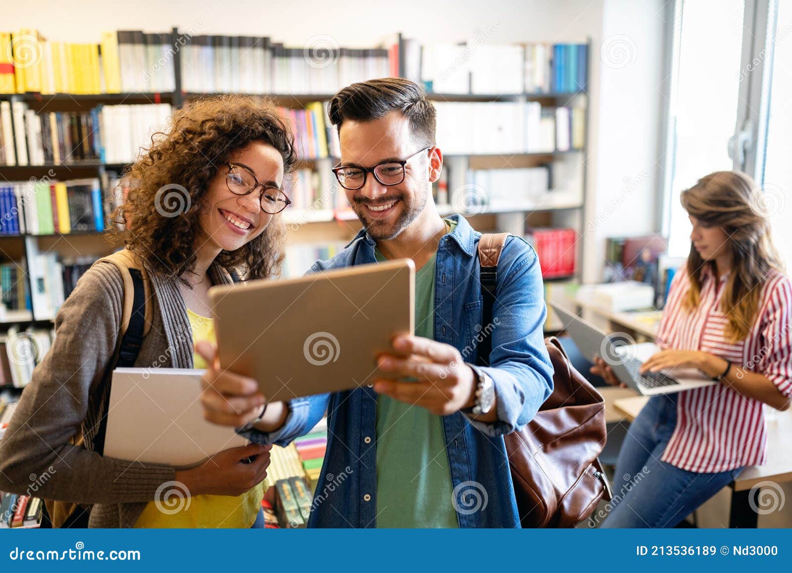 Group of Students Study at Library. Learning and Preparing for ...