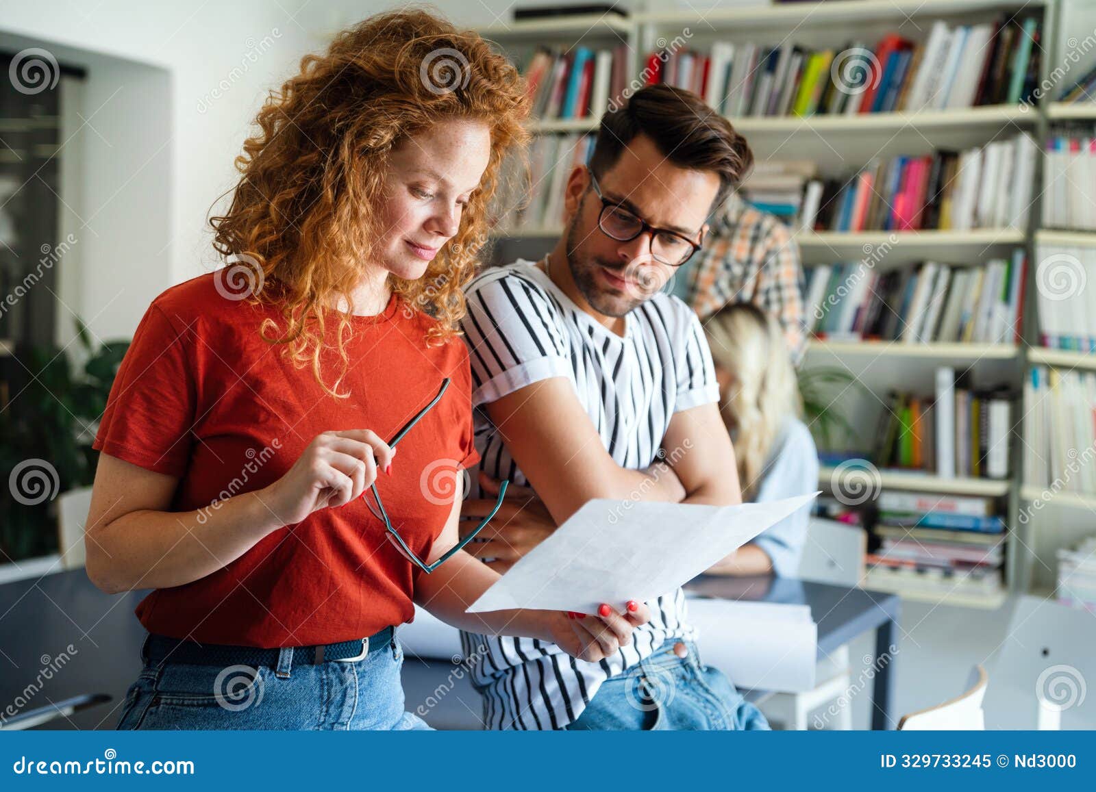 Group of Students Study at Library. Learning and Preparing for ...