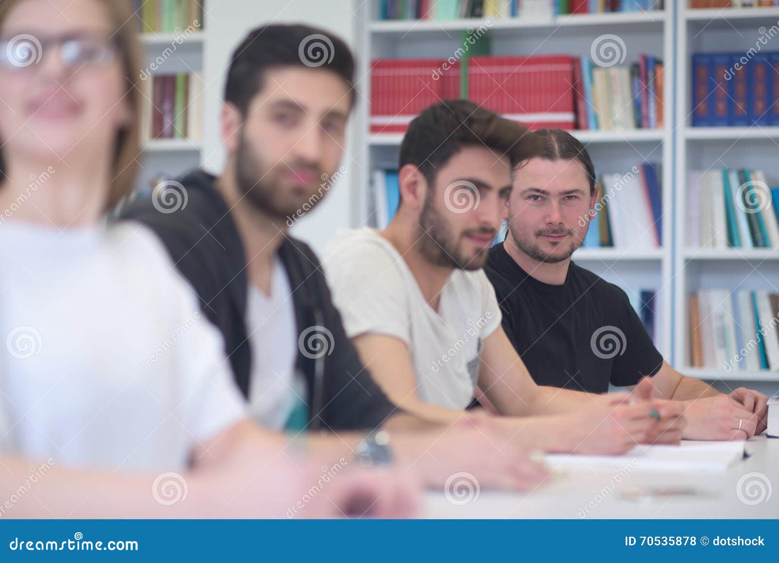 Group of Students Study Together in Classroom Stock Photo - Image of ...