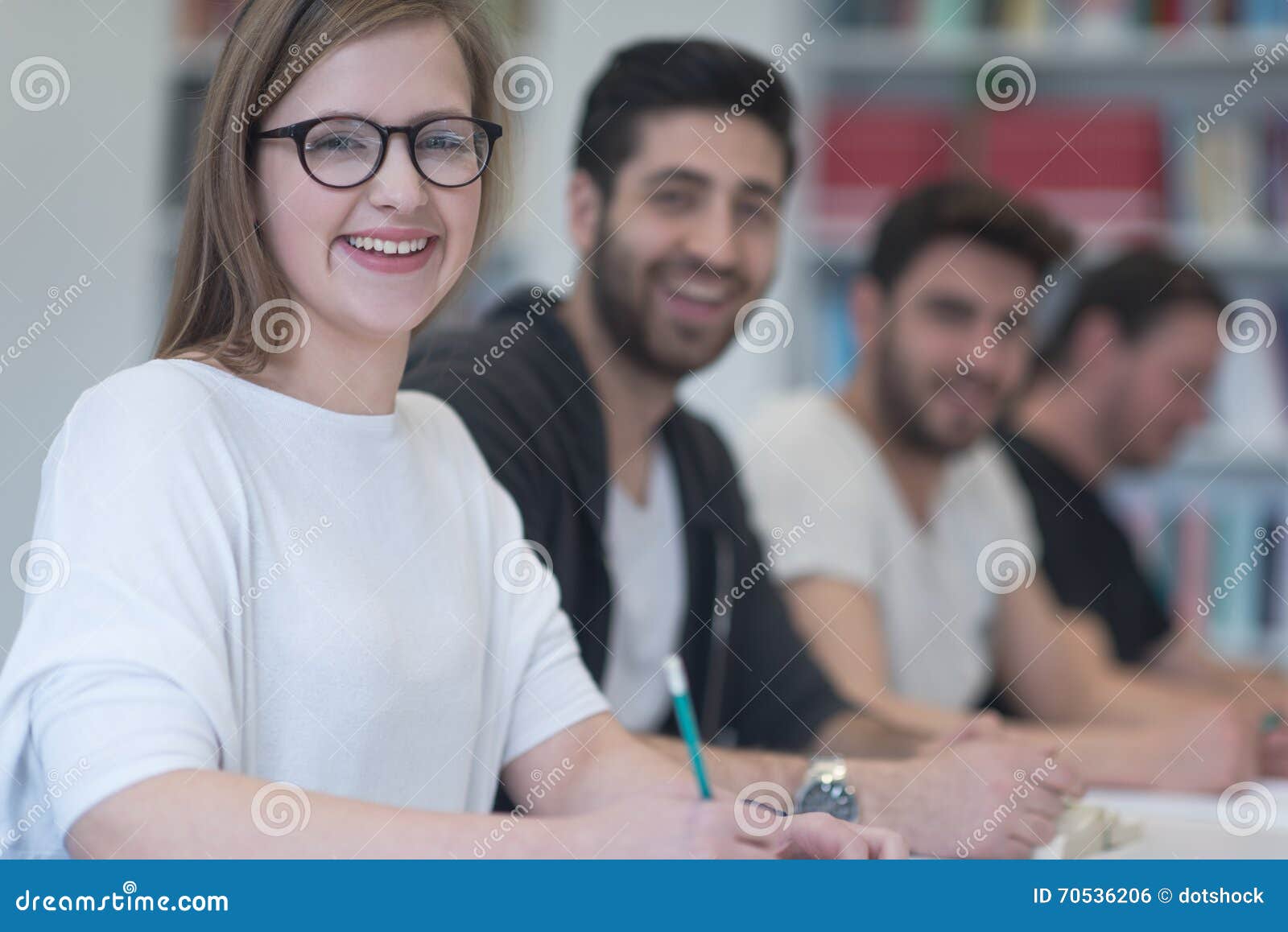Group of Students Study Together in Classroom Stock Photo - Image of ...