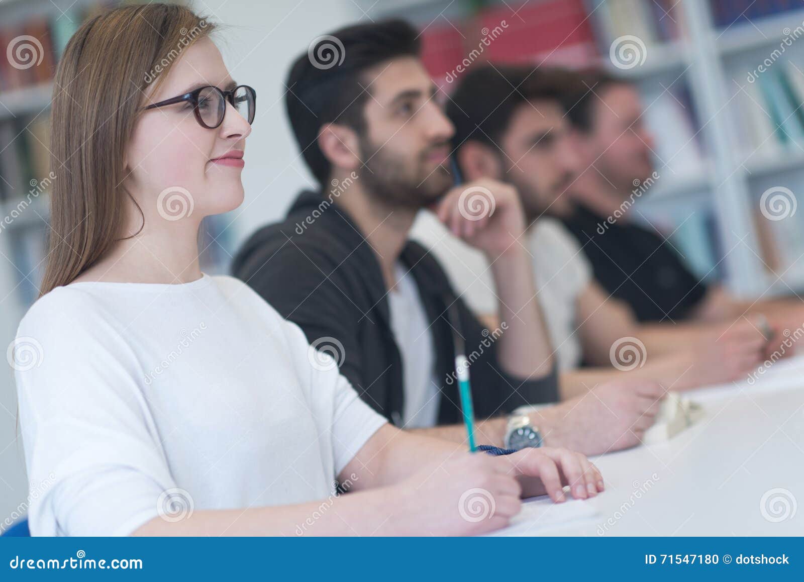 Group of Students Study Together in Classroom Stock Photo - Image of ...