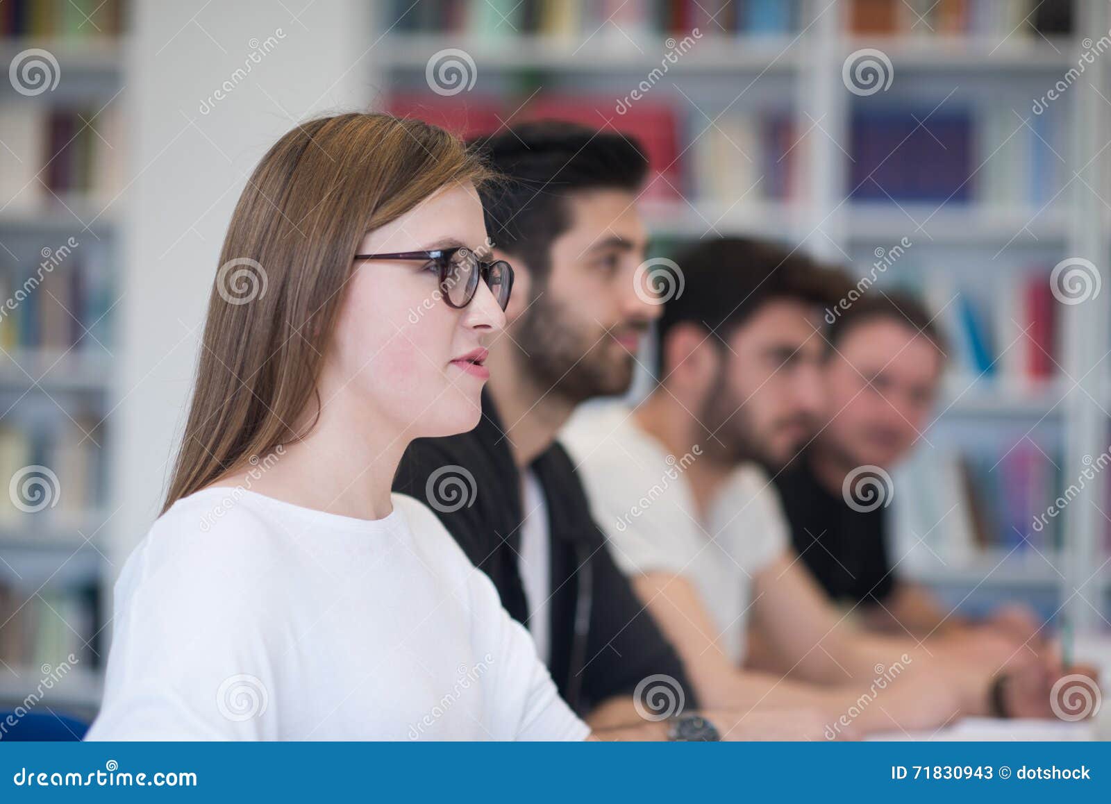 Group of Students Study Together in Classroom Stock Image - Image of ...