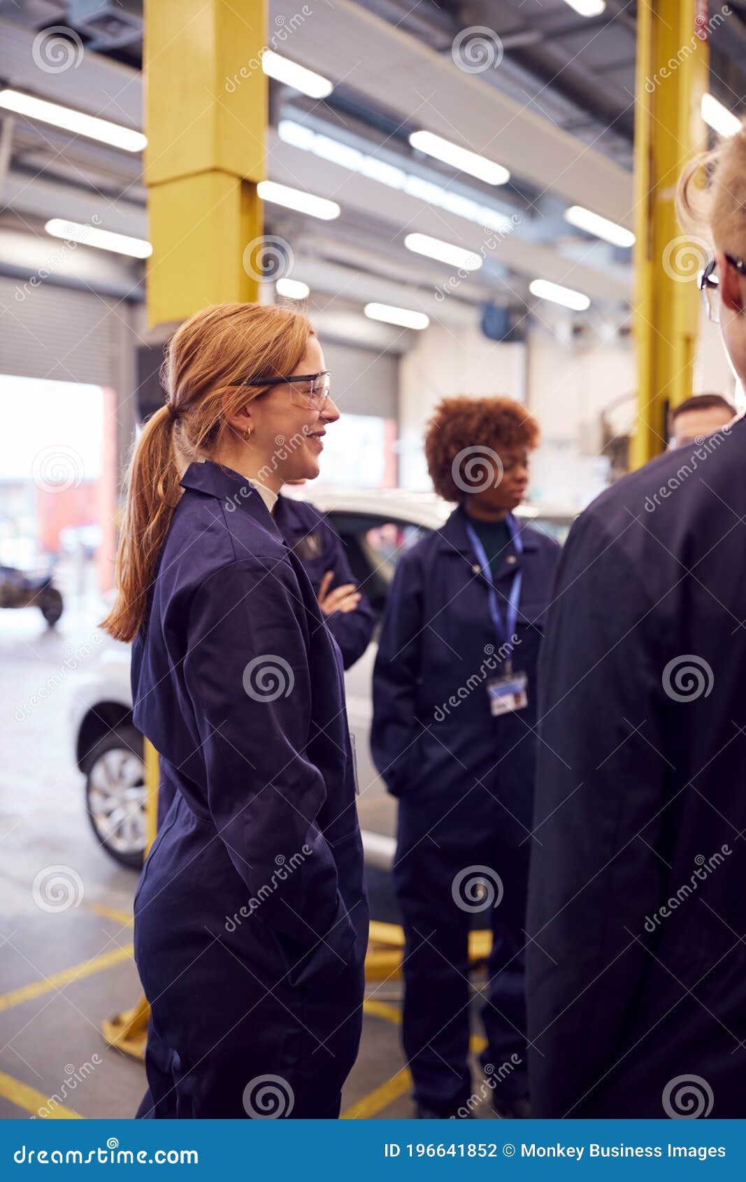 Group of Students Studying for Auto Mechanic Apprenticeship at College ...