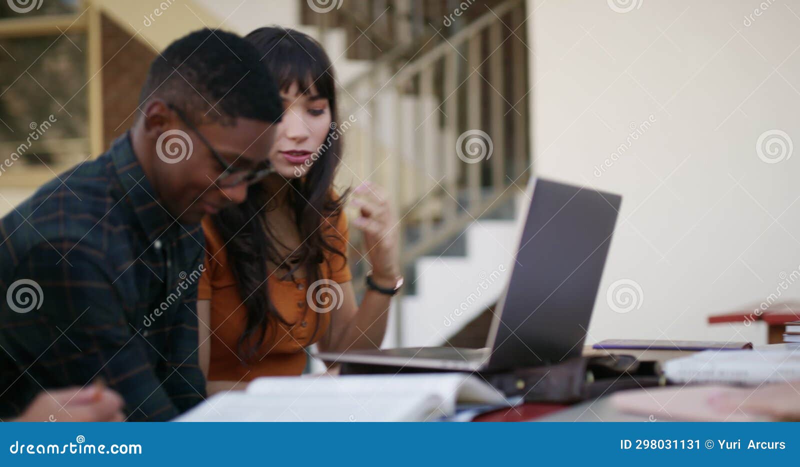 Group of Students, Studying on Campus and Computer for Learning, Planning and Teamwork at ...