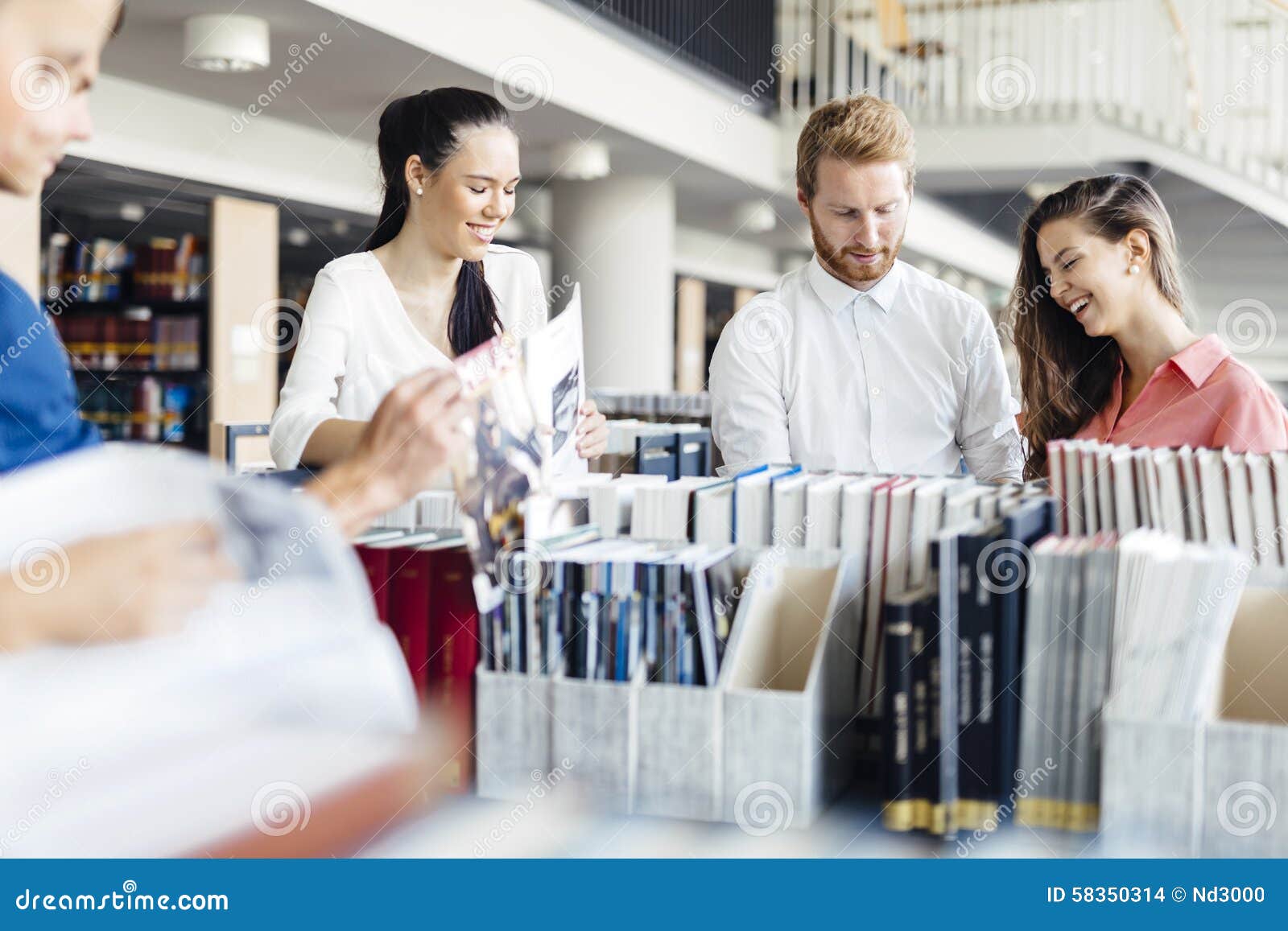 Group of Students Studying in Library Stock Photo - Image of research ...