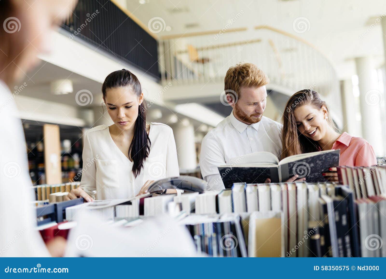 Group of Students Studying in Library Stock Image - Image of campus ...