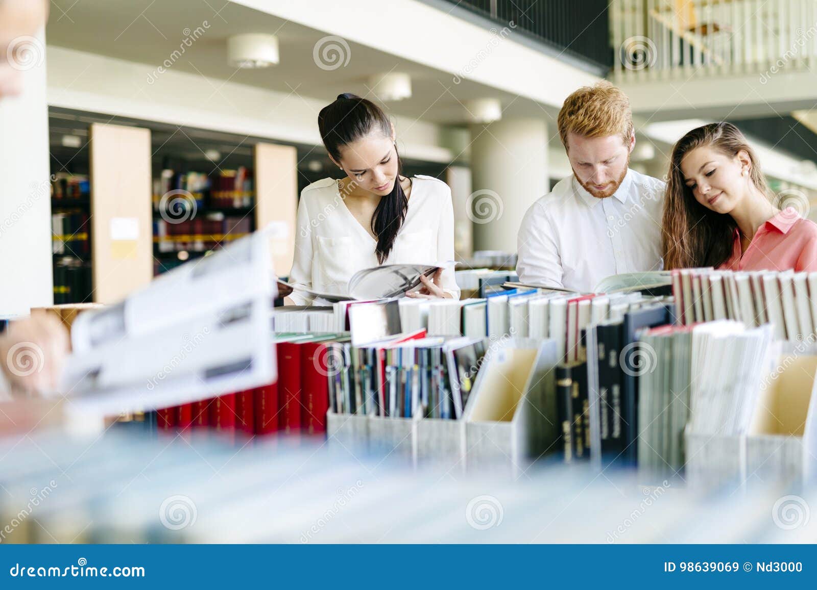 Group of Students Studying in Library Stock Image - Image of school ...