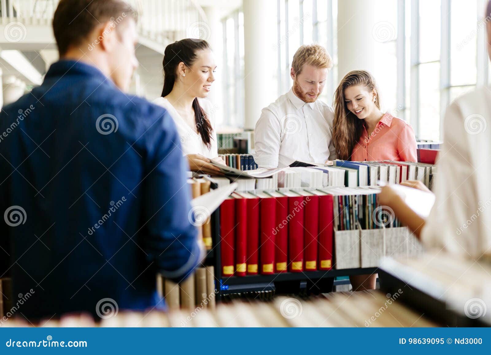 Group of Students Studying in Library Stock Image - Image of study ...