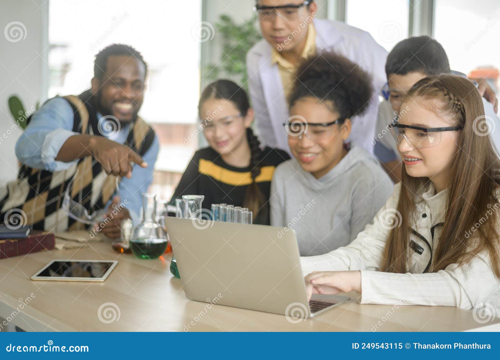 Group of Students Studying and Playing with Teacher, Education and ...
