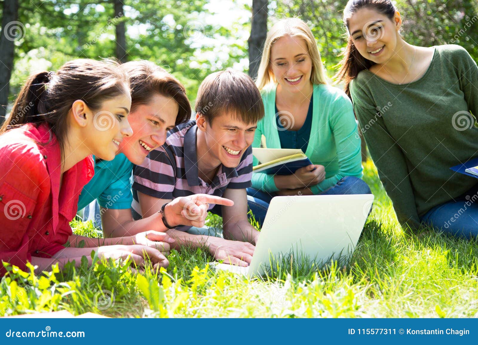 Group of Students Studying Together Stock Image - Image of grass ...