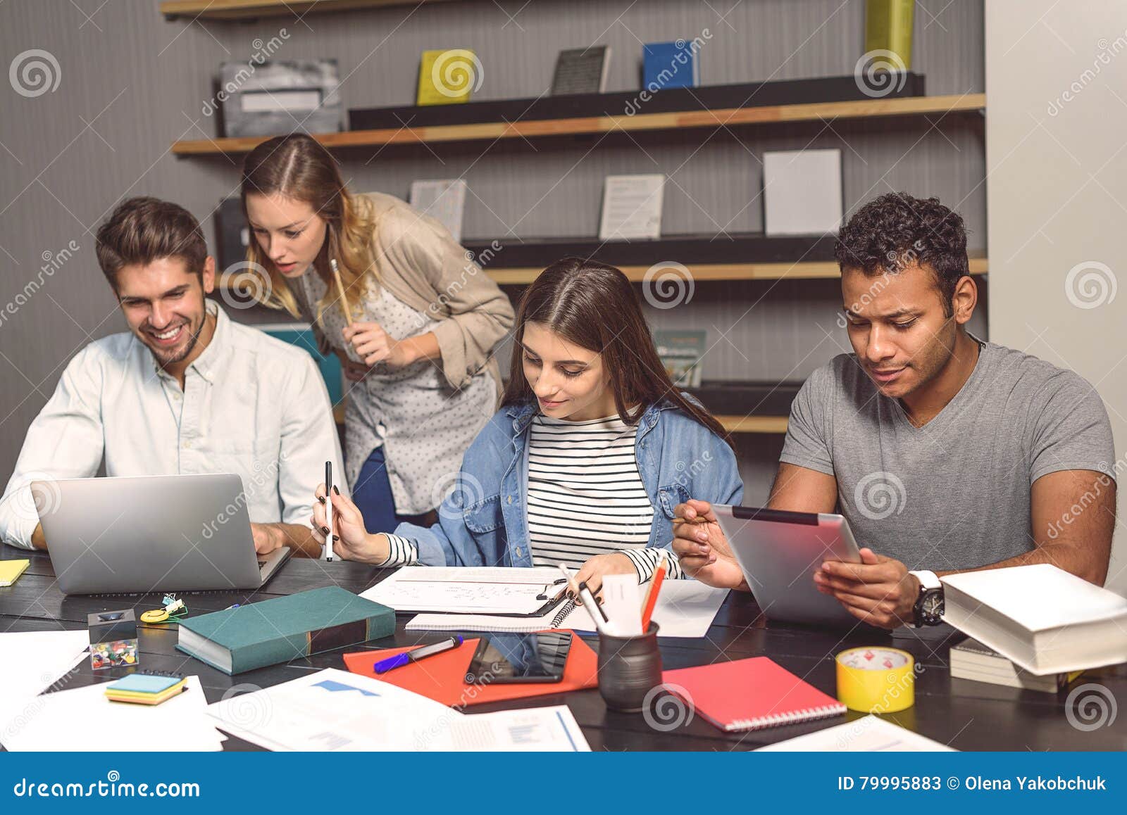Group of Students Studying Together Stock Image - Image of looking ...