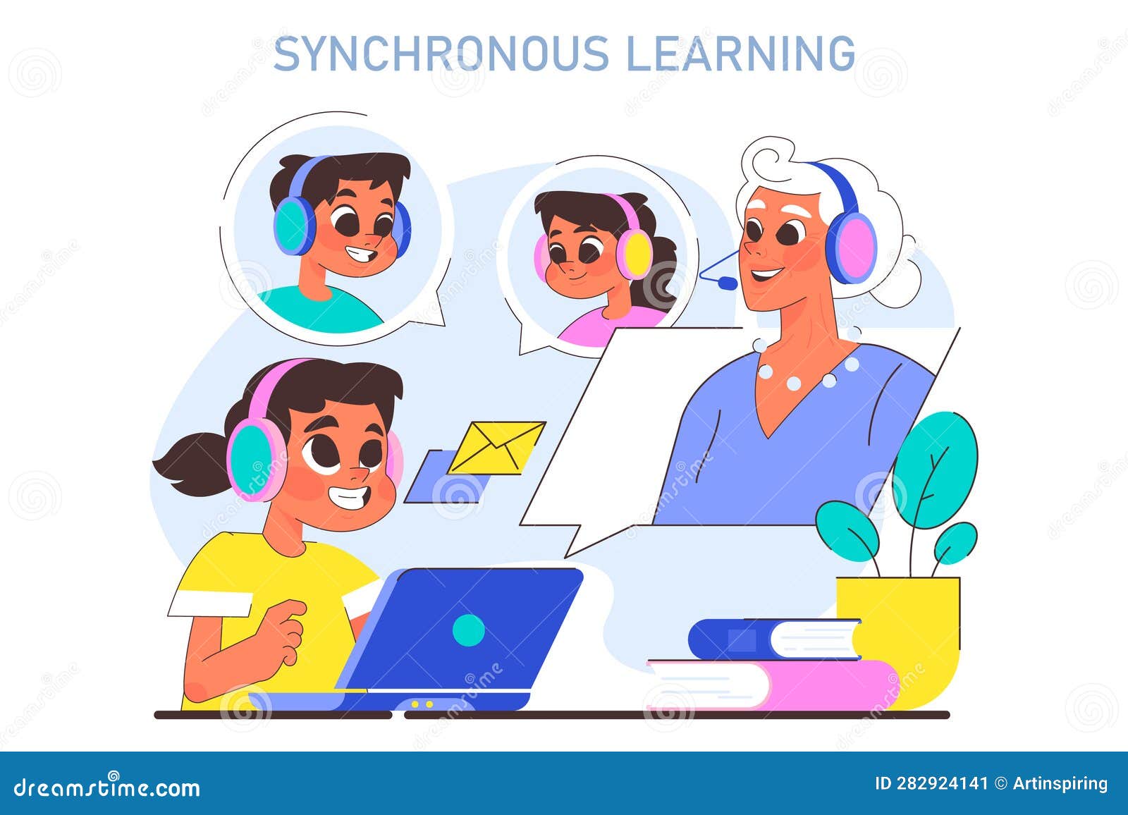 Synchronous Learning Concept Icon Vector Illustration | CartoonDealer ... Synchronous Learning Concept Icon Vector Illustration | CartoonDealer ...