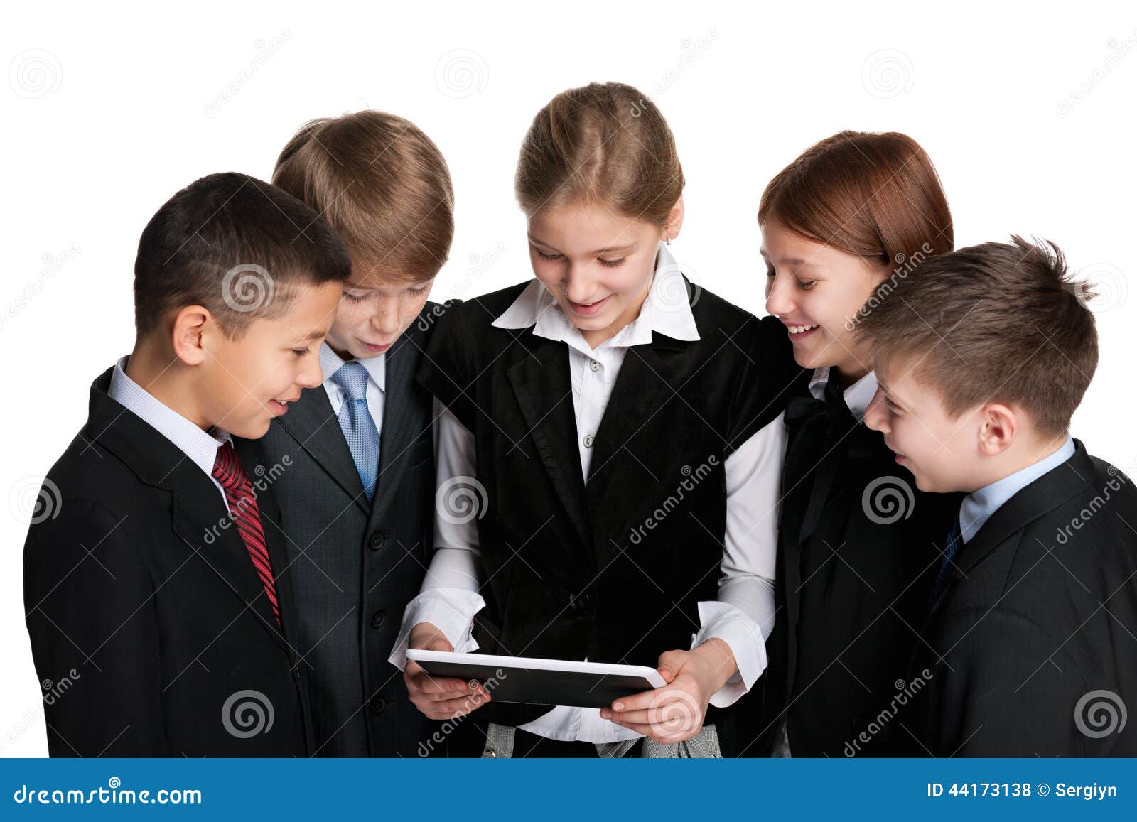 Group of Students with a Tablet Stock Photo - Image of five, handsome ...