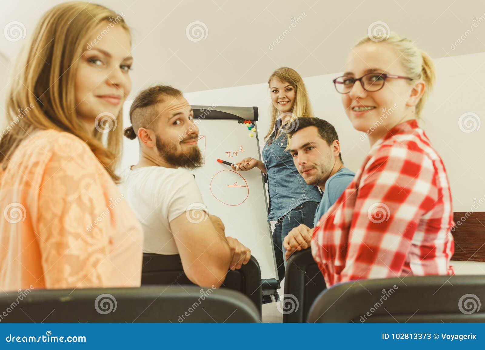 Teacher Teaching Mathematics To College Students Stock Image - Image of ...
