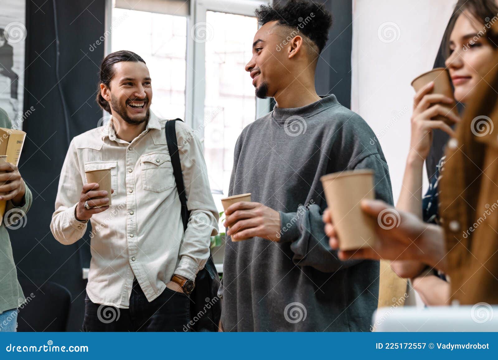 Group of Students Talking while Having a Coffee Break Stock Image ...