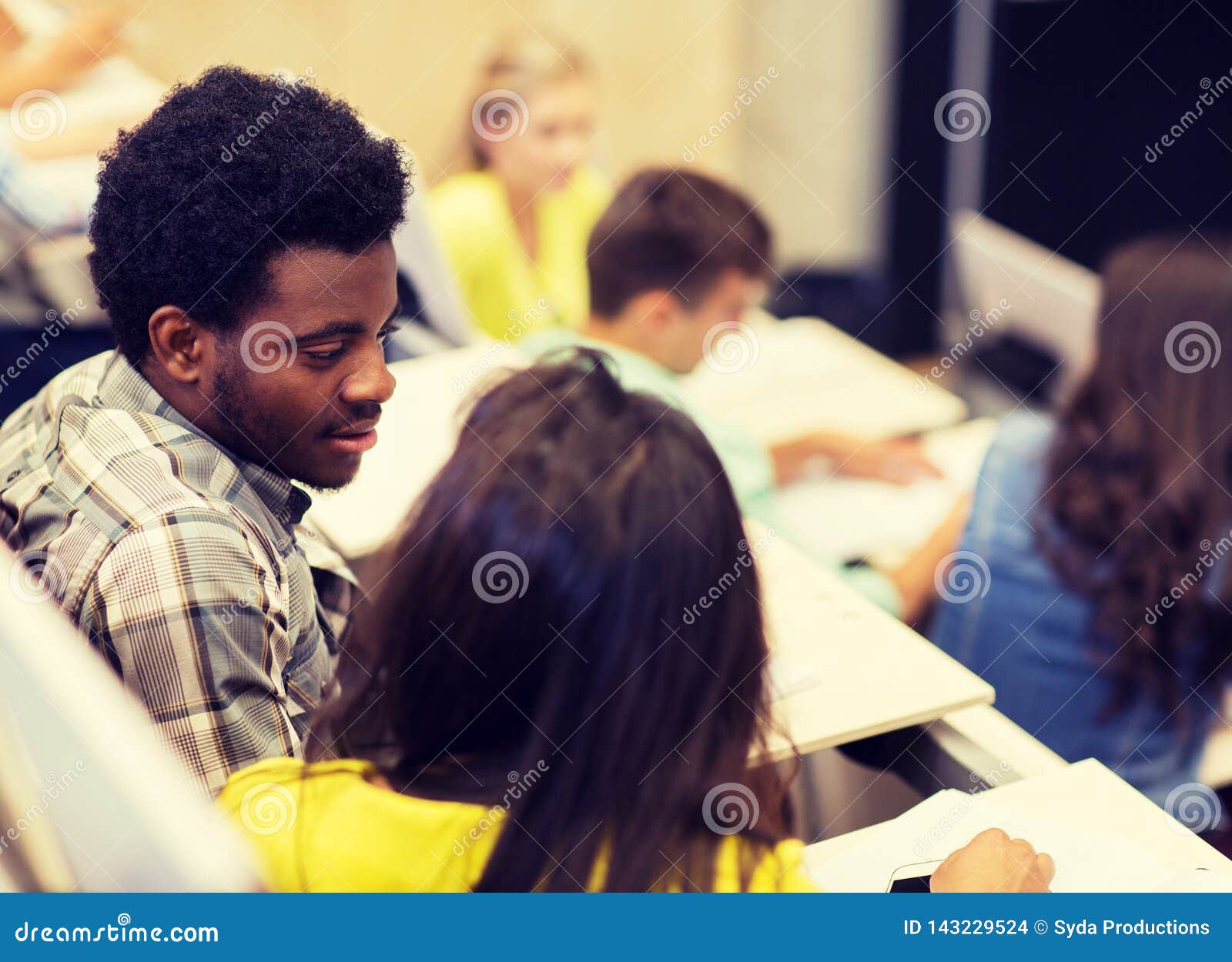 Group of Students Talking in Lecture Hall Stock Photo - Image of ...