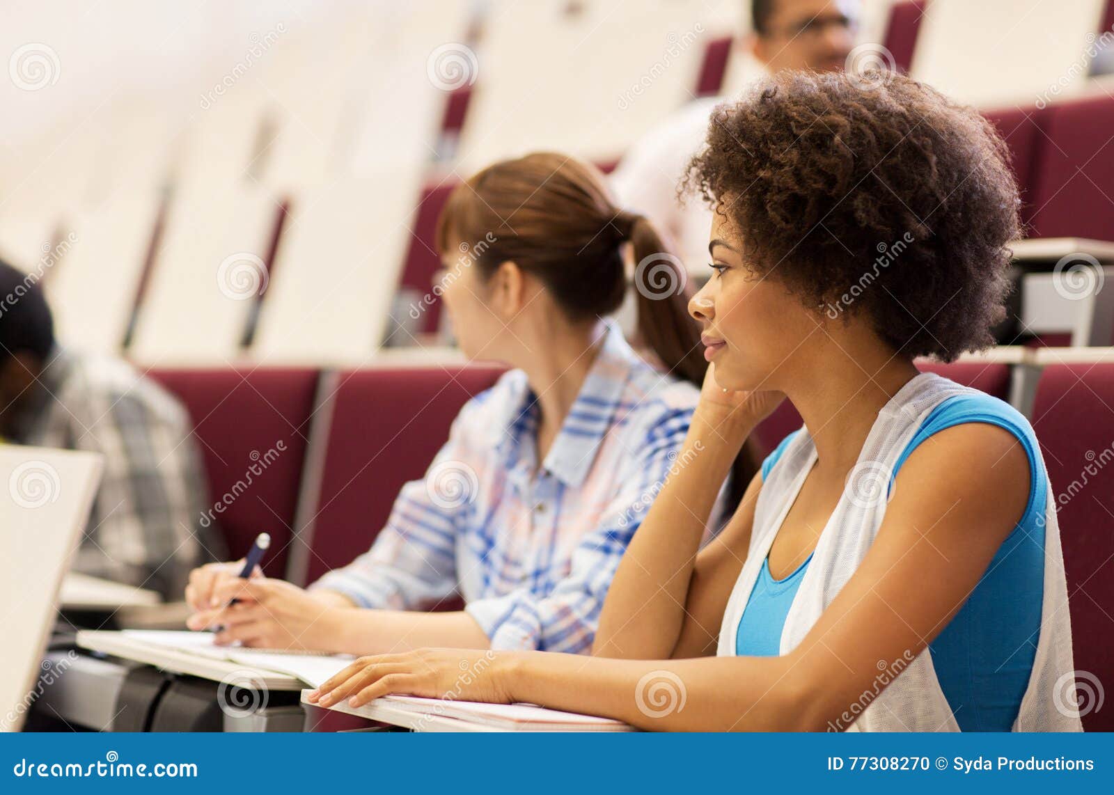 Group of Students Talking in Lecture Hall Stock Photo - Image of ...