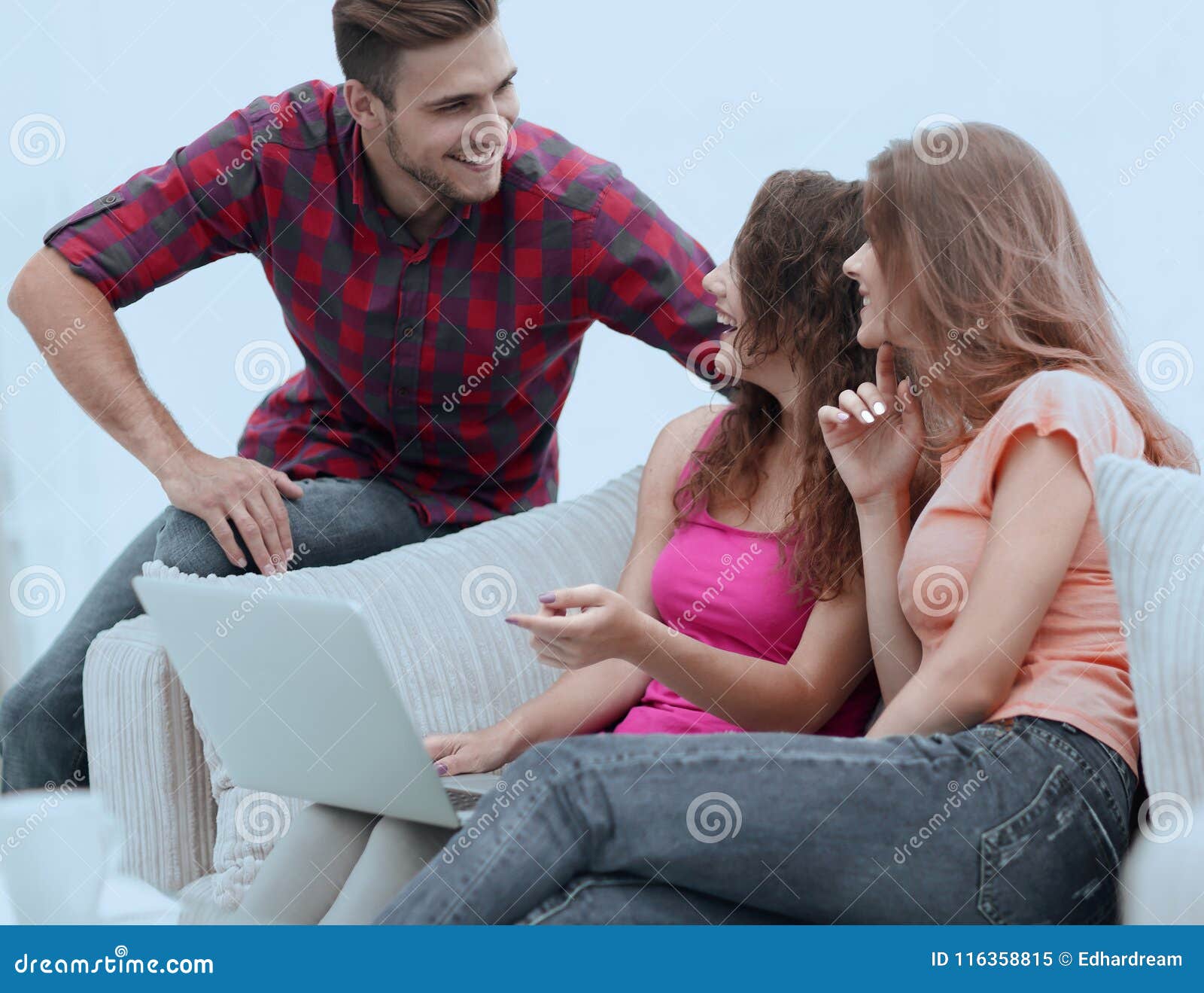 Group of Students Talking,sitting on the Couch. Stock Image - Image of ...