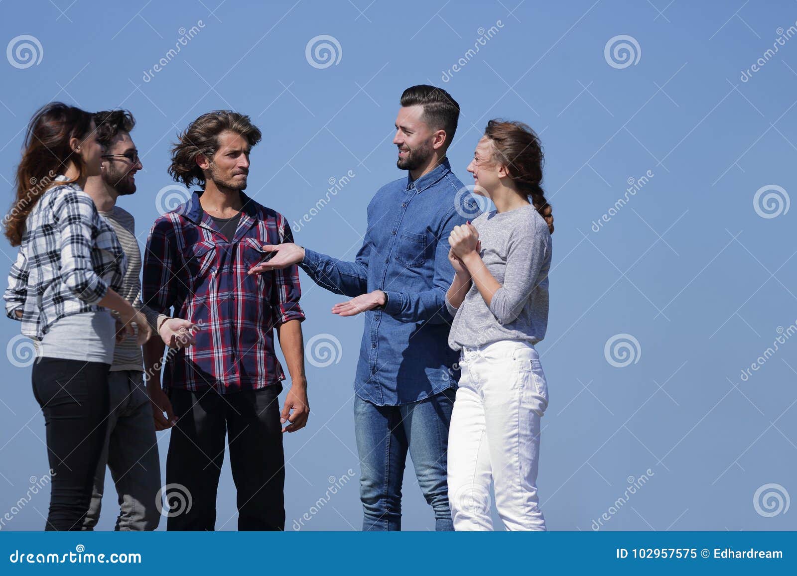 Group of Students Talking while Standing Outdoors Stock Image - Image ...